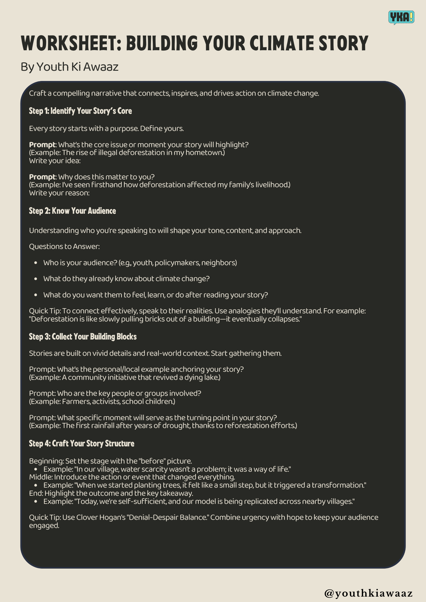 Worksheet: Building Your Climate Story | Youth Ki Awaaz